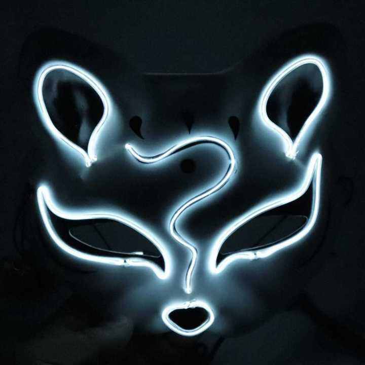 10 Color Fox Half Face Mask Neon Lights Halloween Party Led Lampshade ...