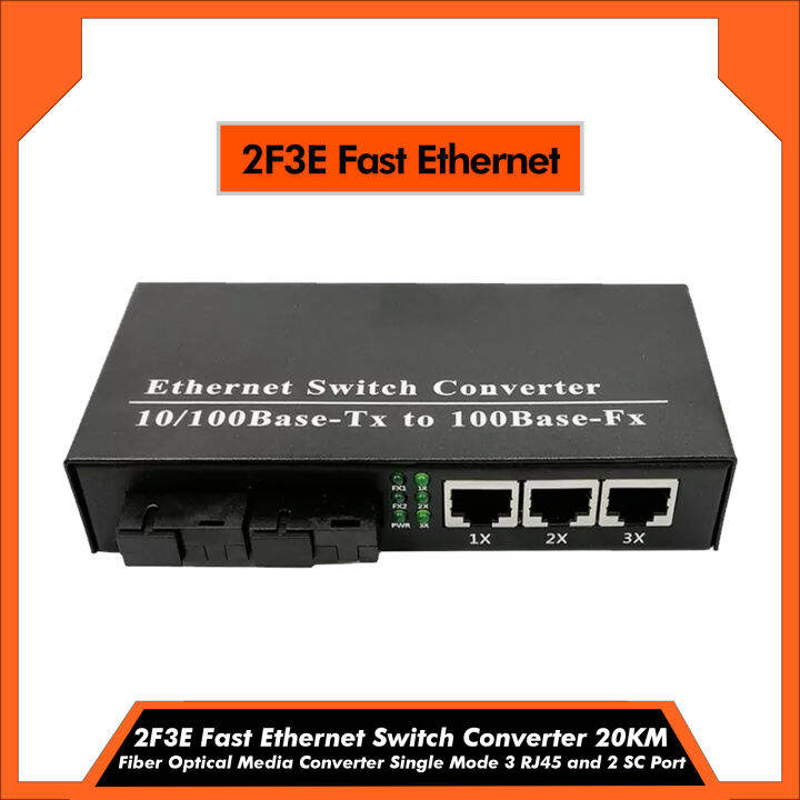 2F3E Fast Ethernet Switch Converter 20KM Fiber Optical Media Converter ...