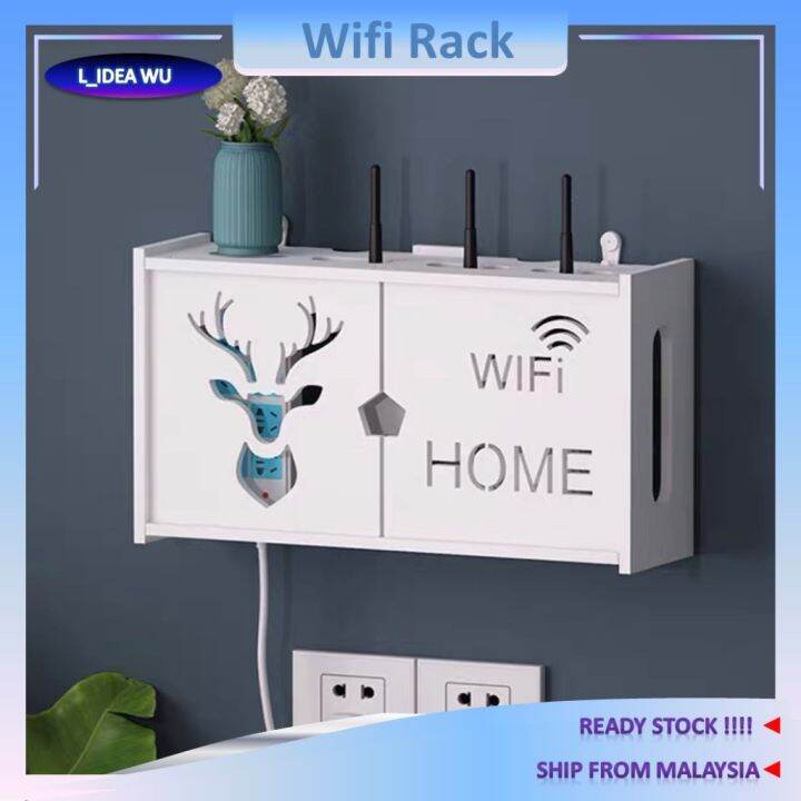 Wifi Router Shelf Rack Storage Wall Shelf Router Modem Rak TV Wall Rak ...