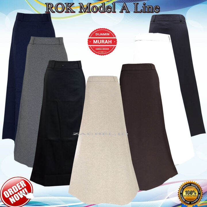 Rok A Line Panjang Polos Formal Kerja Kantor / Rok Kerja Panjang Hitam ...