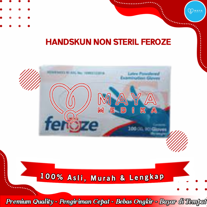 Sarung Tangan Medis Feroze / Latex Powdered Examination Gloves Feroze ...