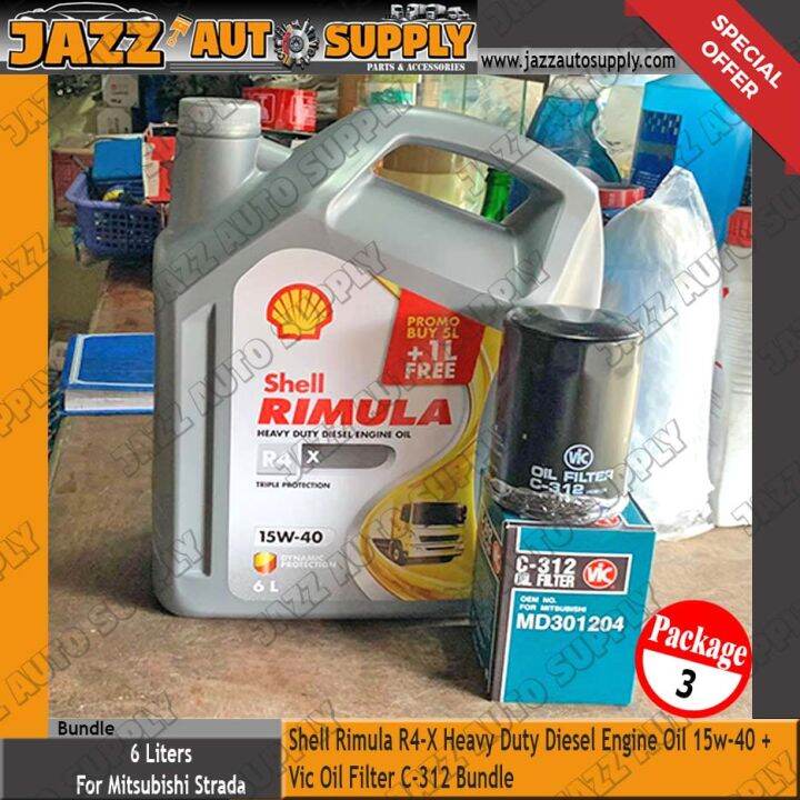 Shell Rimula R4-X Heavy Duty Diesel Engine Oil 15w-40 + Vic Oil Filter ...