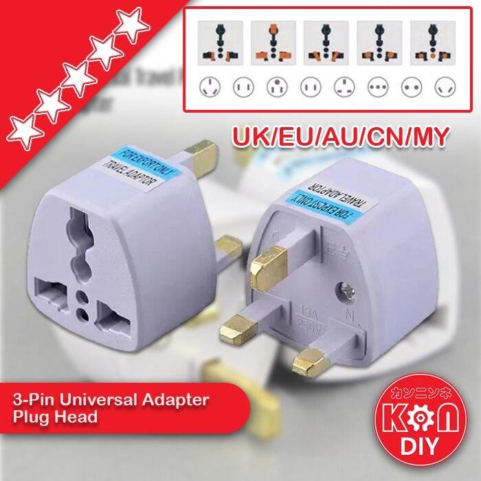 3-Pin Universal Adapter Plug Head / UK 3 Pin Malaysia China Plug Socket ...