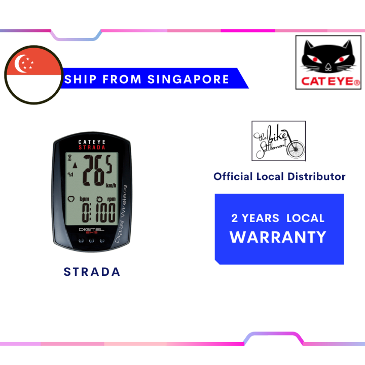 Cateye Strada Digital Wireless Cycle Computer with Speed/Cadence Sensor ...