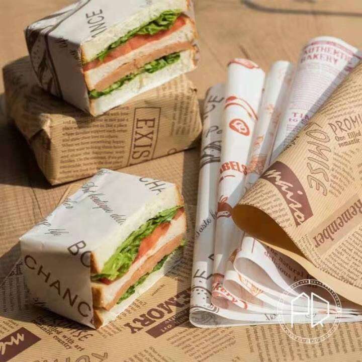 [50pcs] Sandwich Paper Food Wrapping Cake Parchment Paper Grease ...