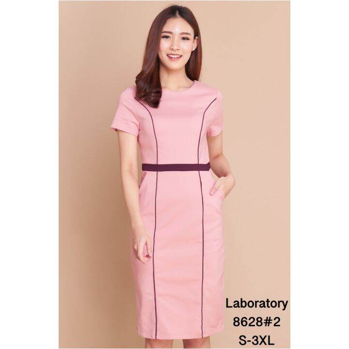 Laboratory Dress#8628 ชุดทำงาน ชุดสมัครงาน เดรสทำงาน ทรงสอบ แต่งกุ๊น ...