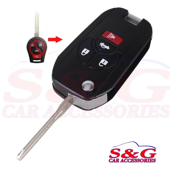 Genuine NISSAN ALMERA Modified Flip Remote Key Case (Flip Key Kit) with ...