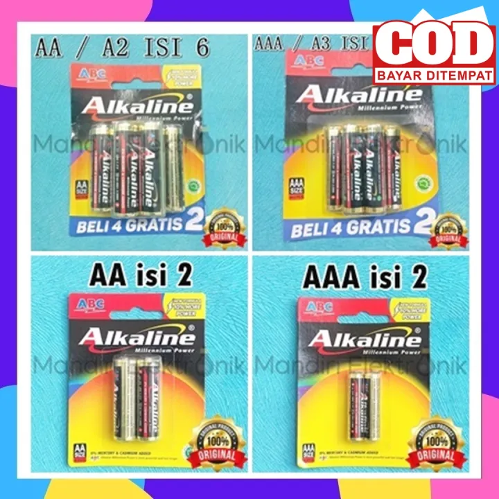 Baterai Alkaline ABC ORIGINAL AA A2 / AAA A3 / Isi 2 / Isi 6 isi 4+2 ...