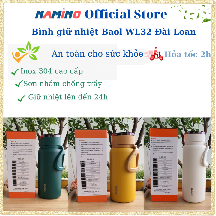 Bình Giữ Nhiệt Cao Cấp BaoL WL32 sơn nhám chống trầy chất liệu Inox 304 ...