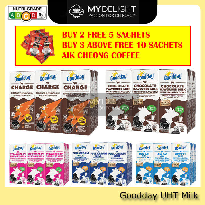 (6 x 200ml) Goodday Full Cream Low Fat Charge Chocolate Strawberry Flavor Milk Marigold Dutch ...