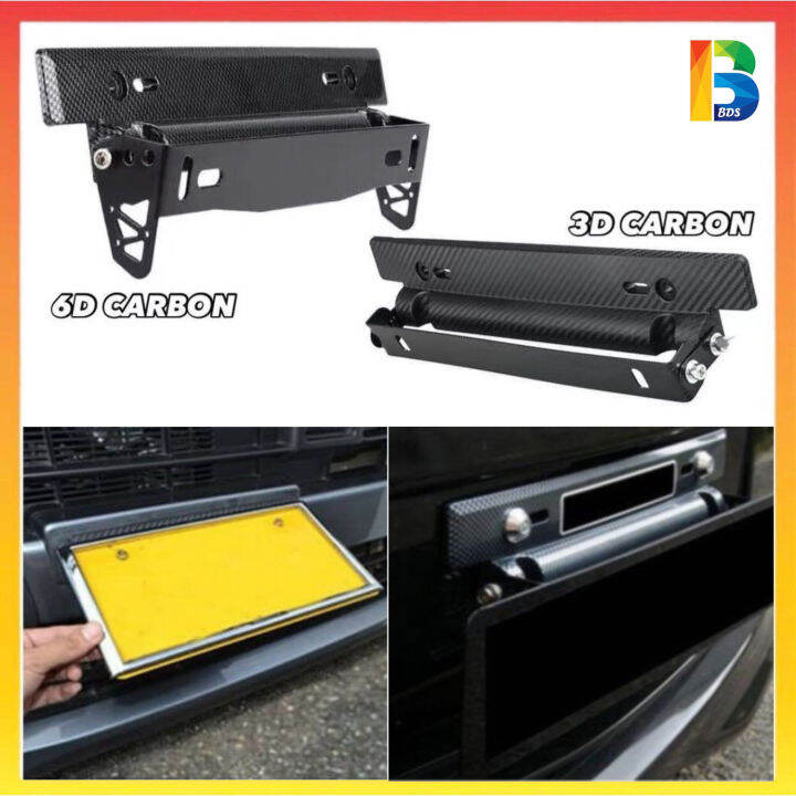 ADJUSTABLE NUMBER PLATE CASING Carbon Fiber Colour Suitable For All Car ...
