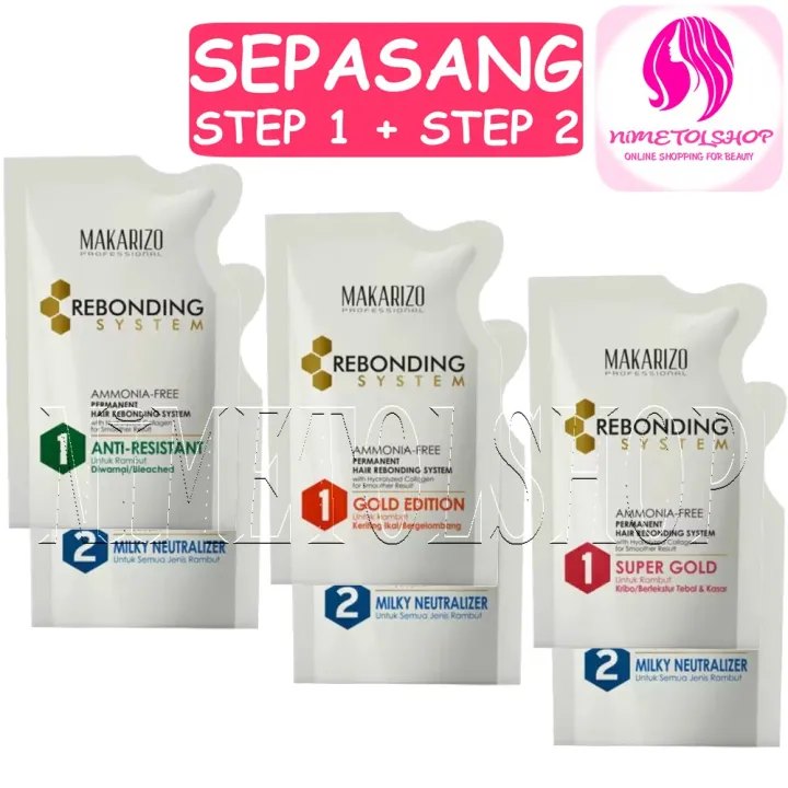 MAKARIZO Rebonding System Sachet 125ml X2 STEP Obat Pelurus Rambut ...