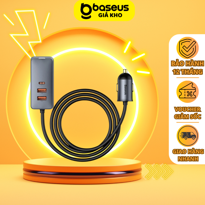 Bộ chia đầu sạc trên Ô tô BASEUS PPS 120W 4 cổng sạc (2USB +2Type C hoặc 3USB+ 1Type C)- Tẩu sạc ...