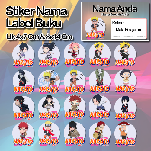 Stiker Label Buku naruto sasuke kakasi gara boruto animasi anime kartun ...