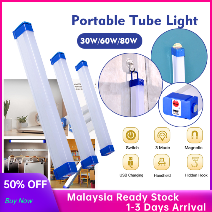LED Emergency Light USB Emergency Tube 30W 60W 80W Rechargeable ...