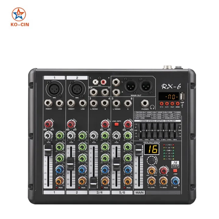 RX6 16 dsp effect USB BT performance stage sound audio mixer 8 channel ...