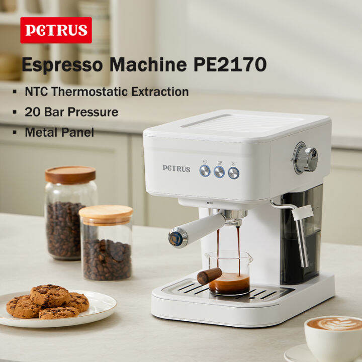 Petrus Espresso Coffee Maker 51MM 20 Bar with Metal Panel, Powerful Steam Wand for Amerlcano ...
