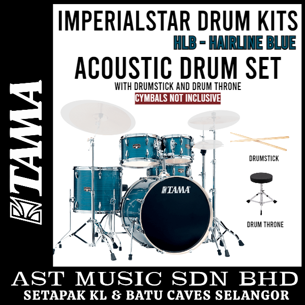 TAMA IP52H6W-HLB Imperialstar Drum 5-Piece Drum Kit with Drumstick and ...