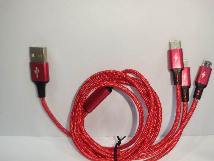CHARGING CABLE microUSB/TYPEC/LIGHT- RED | Lazada PH