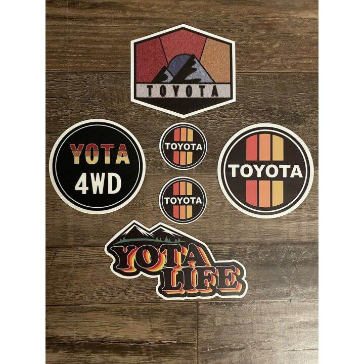 6 Retro Decal Stickers Fits TOYOTA Tacoma 4Runner Land Cruiser FJ Rav4 ...