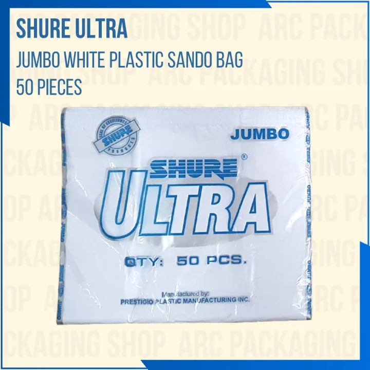 Shure Ultra Plastic Sando Bag White Jumbo 1 Pack (50 Pieces) | Lazada PH