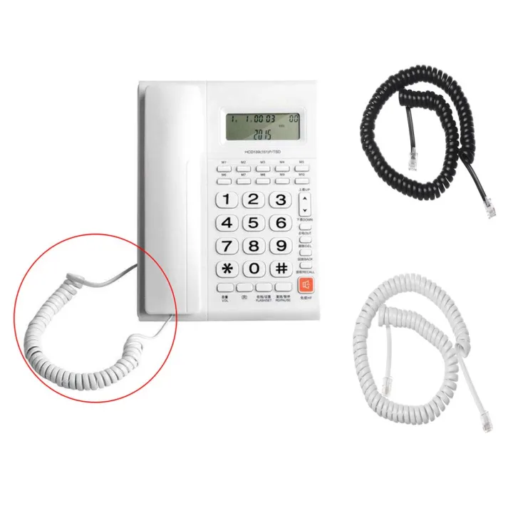 Black Coiled Cable Spiral Telephone Cord Handset Line Connector Wire ...