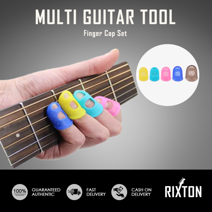 5 Pcs/set Guitar Thumb Picks Finger Cap Protect 5 Sizes Fingers Elastic ...