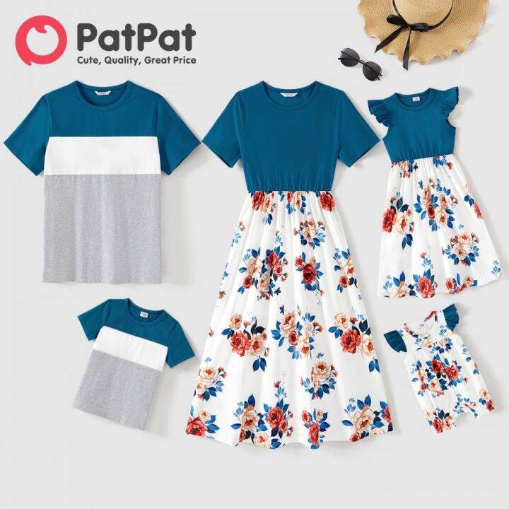 PatPat Family Matching Cotton Short-sleeve Colorblock T-shirts and ...