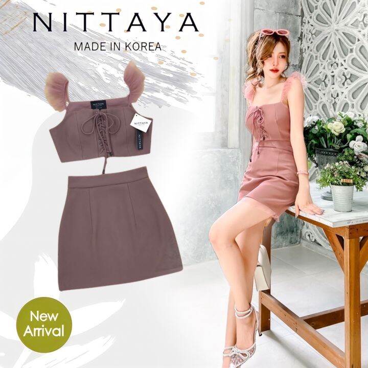งานป้าย NITTAYA การันตีเสื้อผ้าคุณภาพ set เสื้อชมพูกะปิด้าหน้าถักเป็นเปีย+กระโปรง มือ2 ไม่มี ...