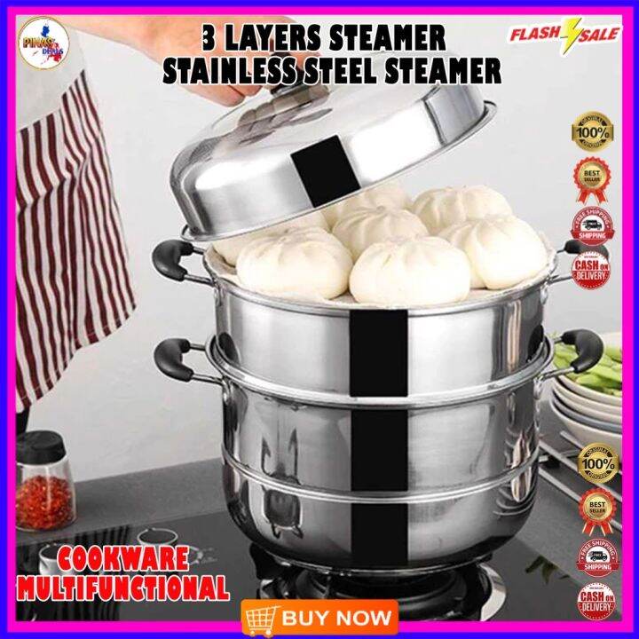 Original Puto Siomai Lutuan 3 Layer Steamer Stainless Cookware ...