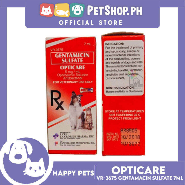 Happy Pets Opticare Gentamicin Sulfate 7ml VR-3675 for Dogs and Cats ...