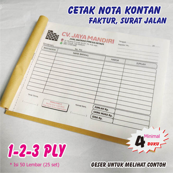 CETAK NOTA, FAKTUR, SURAT JALAN, KOP SURAT, UKURAN 1/2 FOLIO | Lazada ...