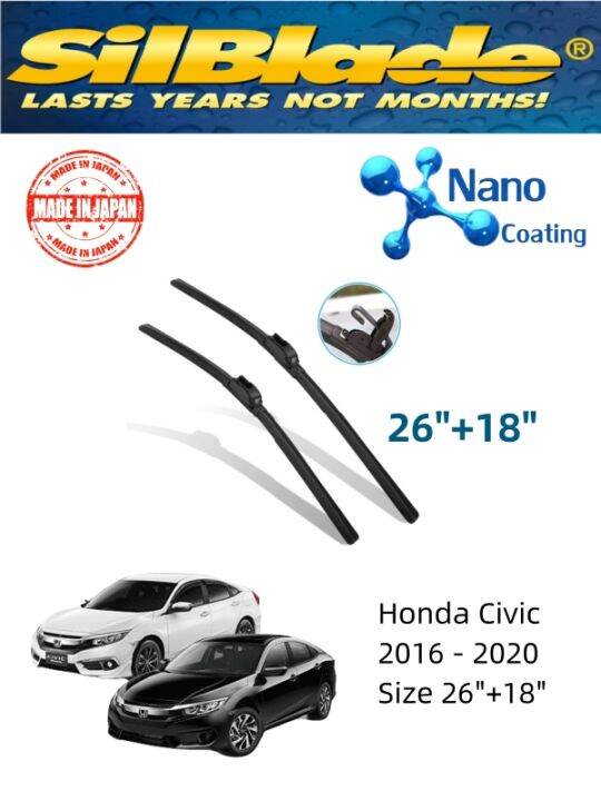 Honda Civic 2016-2020 Size 26"+18" Silblade Coated Silicon Wiper Blade ...