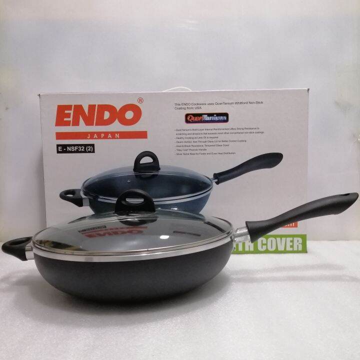 ENDO Japan E-NSF32(2) 32cm Skillet Wok With Cover Spiral Base ...