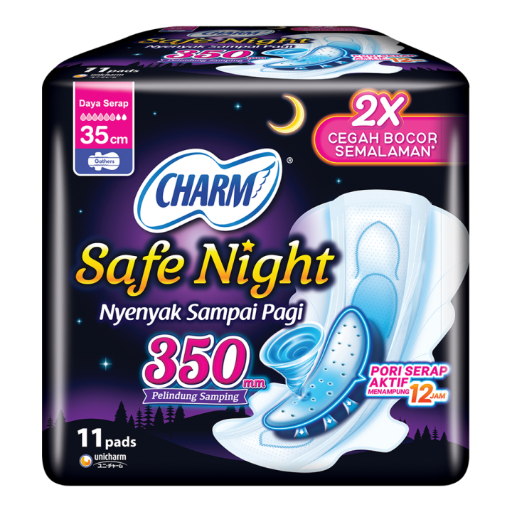 CHARM Safe Night Pembalut Wanita Gather Wing 35 cm 11 pcs | Lazada ...