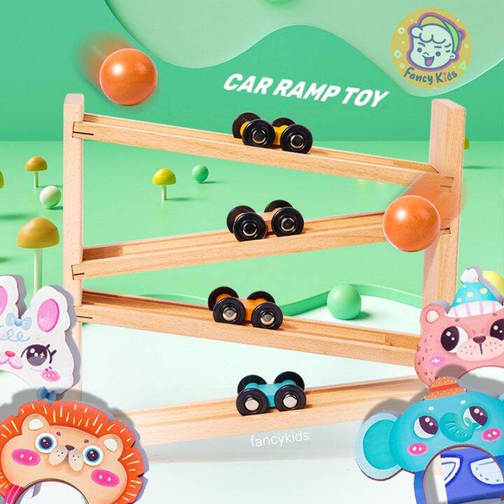 Premium 2 In1 Wooden Race Track Car Ramp Toy/Wooden Montessori Ball ...