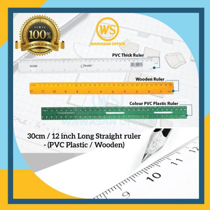 30cm Ruler / Long Ruler / Wooden Ruler / Plastic Ruler / Thick Acrylic ...