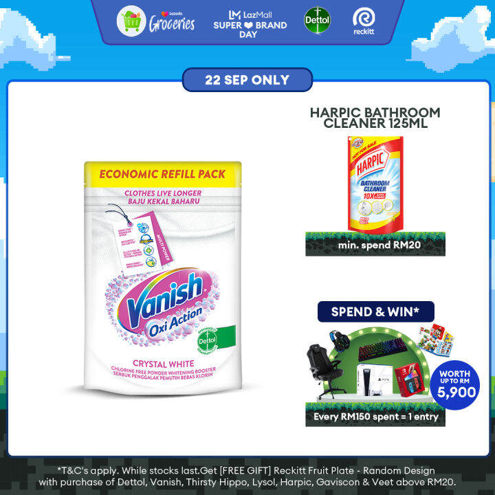 Vanish Fabric Clothes Crystal White Stain Remover Powder Tub (900g ...
