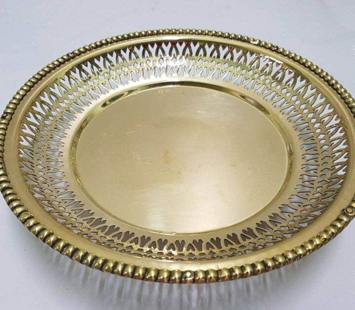 Brass Byfa F1150 ถาดทองเหลือง 8”ถาดโปร่งซี่ ถาดเสริฟ ถาดชุดน้ำชา ถาดสวย ...