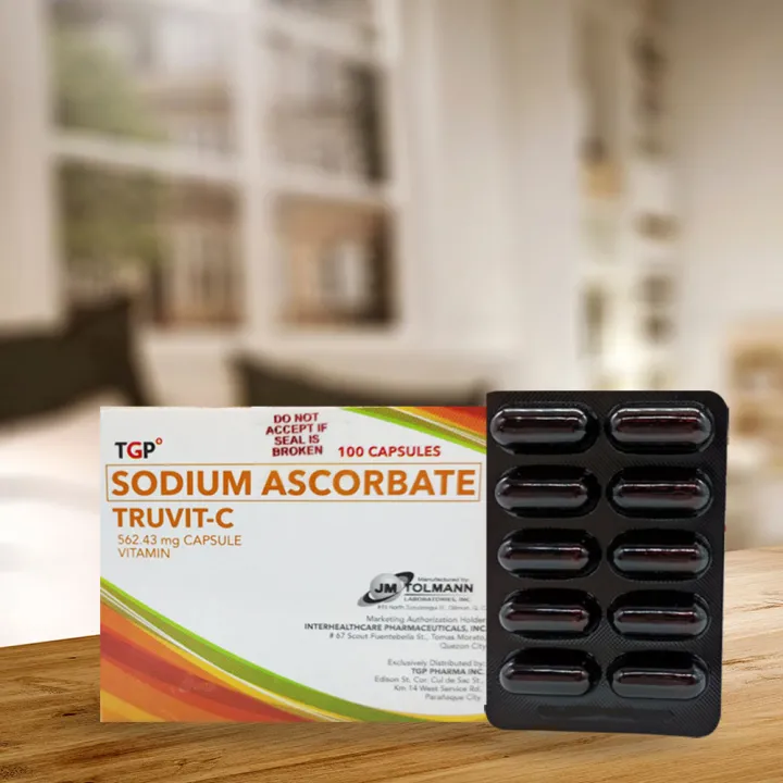 TGP TRUVIT-C Sodium Ascorbate 562.43mg Non-Acidic Vitamin C 1 box=100 ...