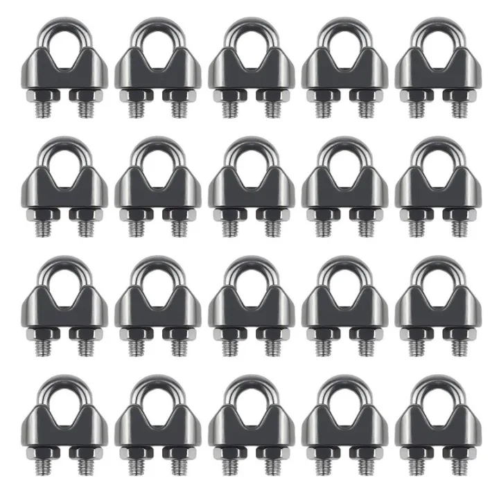 20PCS 1/8 Inch M3 Stainless Steel Wire Rope Cable Clip Clamp for Kayak ...