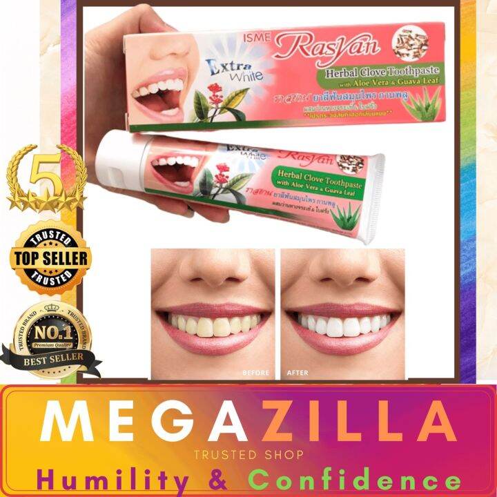 ♡Extra White Isme RASYAN Herbal Clove Toothpaste with Aloe Vera Guava ...