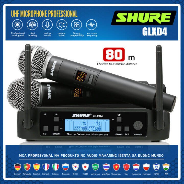 SHURE GLXD4 Wireless Microphone One Two Handheld Microphone UHF Band 640 Band Singing Microphone ...