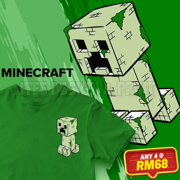 Baju Minecraft Kemeja Kain Anak Lengan Pendek Budak Dewasa Tidur Gaya ...