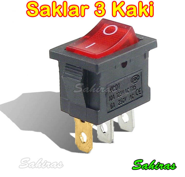 Saklar 3 Kaki Rocker Switch On Off Kotak 3 Pin Lampu Merah Bagus dan ...