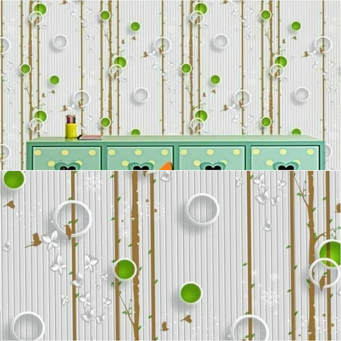 Wallpaper Sticker Dinding Motif Ranting Bulat Hijau Ukuran Panjang ...