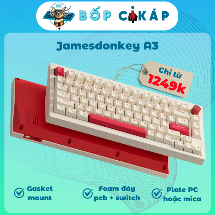 KIT Bàn phím cơ gaming Jamesdonkey A3 mạch xuôi, Gasket mount, 3 mode ...