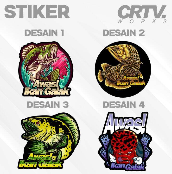 Stiker Aquarium Ikan Galak Awas Ikan Predator Channa Louhan Arwana ...