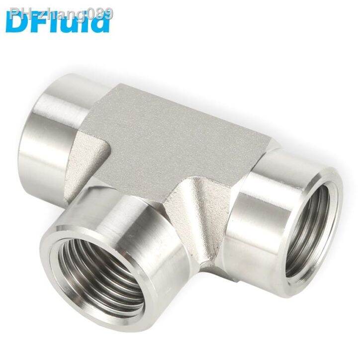 SS316 Female TEE NPT BSP BSPT 1/8 1/4 3/8 1/2 3/4 3 Way Connector 3000psig 20MPa Pipe Fitting ...