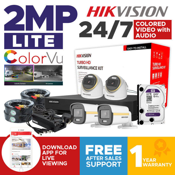 [Complete] Hikvision 4 channel 2MP Lite 24/7 Colorvu with Audio CCTV ...